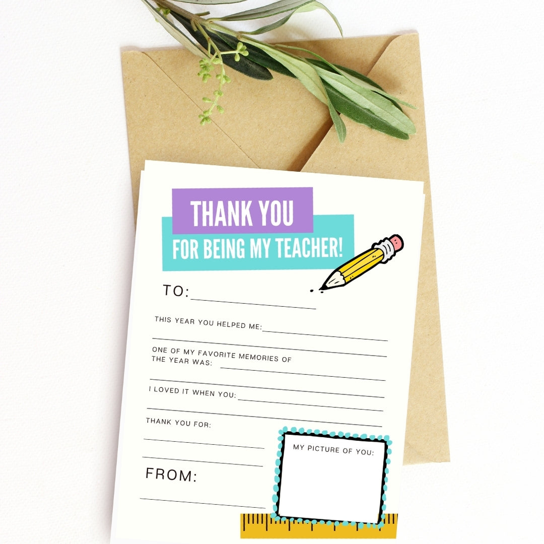 Teacher Appreciation Thank You Worksheet – Simply September